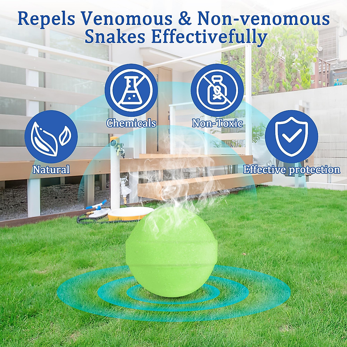 24PACK Snake Repellent for Yard, Powerful Snake Away Repellent Balls for Indoor Outdoors Camping Pet Safe, Repel to Snakes Rats, Natural Plant Formula Pest Insect Control