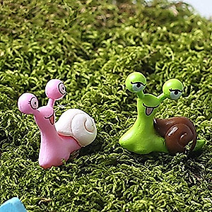 yueton Pack of 10 Garden Ornament Miniature Snail Figurine Resin Craft Fairy Dollhouse Decor Bonsai Plant Decoration