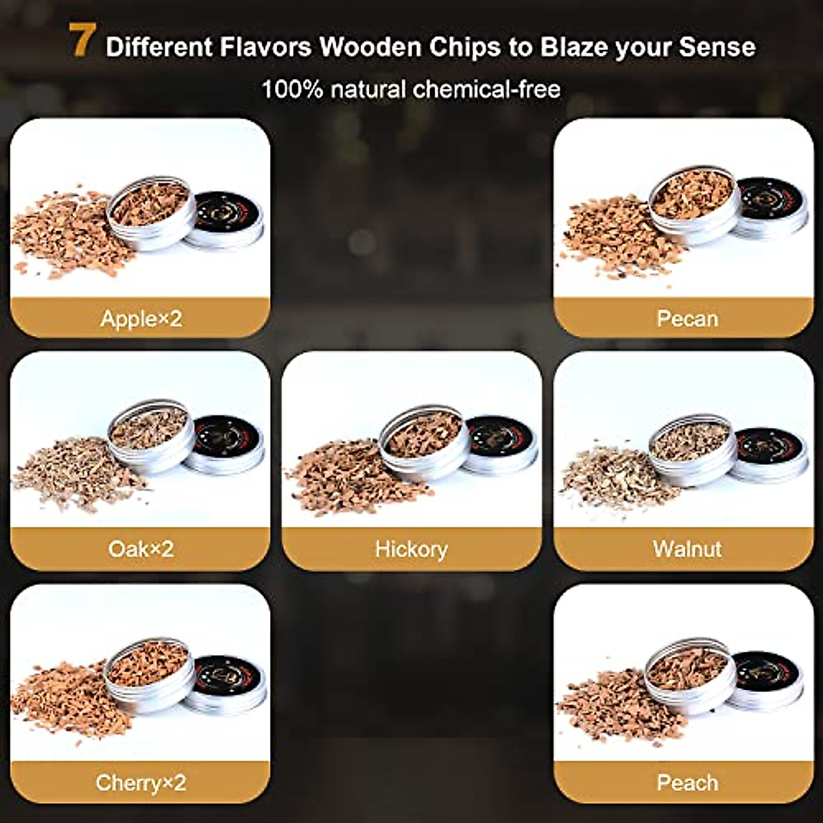 Cocktail Smoker Kit with Torch with 10 Flavors Wood Chips, Old Fashioned Whiskey Smoker Kit, Drink Smoker Infuser Kit Gifts for Men, Dad, Husband (Without Butane)