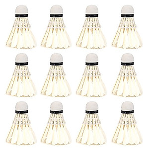 12Pcs/Lot Badminton Balls, Stable White Advanced Goose Feather Hight Speed Shuttlecocks