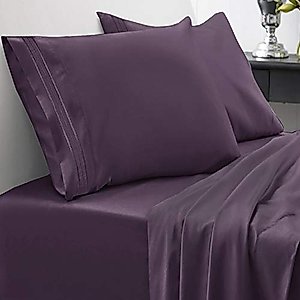 King Size Sheets - Breathable Luxury Bed Sheets with Full Elastic & Secure Corner Straps Built In - 1800 Supreme Collection Extra Soft Deep Pocket Bedding Set, Sheet Set, King, Purple
