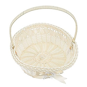 BESPORTBLE Wicker Basket with Handle Rattan Picnic Basket Woven Flower Girl Basket Rustic Storage Basket for Wedding Home Outdoor