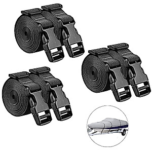 Adjustable Boat Cover Straps with Quick Release Buckles,Heavy Duty Boat Cover Tie Down Straps,Webbing Tightening Straps Suspenders,Belt (1" Wx96 L,6-Pack)