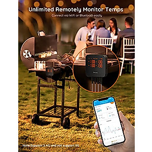 Govee WiFi Meat Thermometer, Wireless Meat Thermometer with 4 Probe, Smart Bluetooth Grill Thermometer with Remote App Notification Alert, Digital Rechargeable BBQ Thermometer for Smoker Oven Kitchen