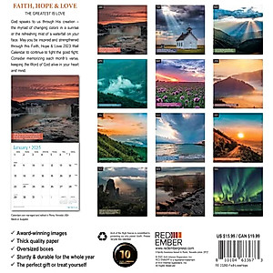 RED EMBER Bible Verses Faith, Hope & Love 2023 Hangable Monthly Wall Calendar | 12" x 24" Open | Thick & Sturdy Paper | Giftable | The Greatest Is Love