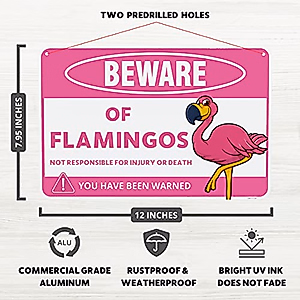 Venicor Flamingo Sign - 8 x 12 Inches - Aluminum - Pink Flamingo Gifts for Women Adults - Outdoor Flamingo Wall Decor Merch Yard Decorations