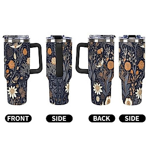 YTLKGFP 40 Oz Large Capacity Car Cup Decorated with Stars Tumbler with Handle (Black) Straw Lid Insulated Stainless Steel Water Bottle Travel Mug Leak-proof Car Cup Keeps Cold Or Hot