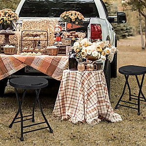 MoNiBloom 18 Inch Set of 6 Plastic Foldable Round Stools for Adults Small Lightweight Chairs for Dorm, Kitchen, Vanity and Outdoor use, 230 lbs Capacity, Black