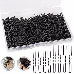 200Pcs 2.4 & 2 Inchs U Shaped Hair Pins Bun Hair Pins Bun Bobby Pins With Storage Box for Women Girls and Hairdressing Salon (Black)