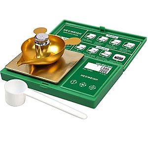 NEOWEIGH Reloading Scale, Powder Scale for Reloading, 1500 grains x 0.1 gn, Digital Powder Scale, Arrow Scale, Archery Scale, 100g by 0.01g, Metal Pan, Powder Scoop,50g Cal Weight (Batteries Included)