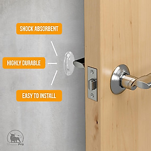 Clear Door Stoppers for Wall 2” (8 Pack) - Wall Protectors from Door Knobs with Strong Adhesive Glue - Shock Absorbent and Discreet Door Bumpers