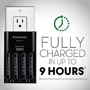 Panasonic K-KJ17KHC82A eneloop pro High Capacity Power Pack, 8AA, 2AAA, with "Advanced" Individual Battery Charger and Plastic Storage Case