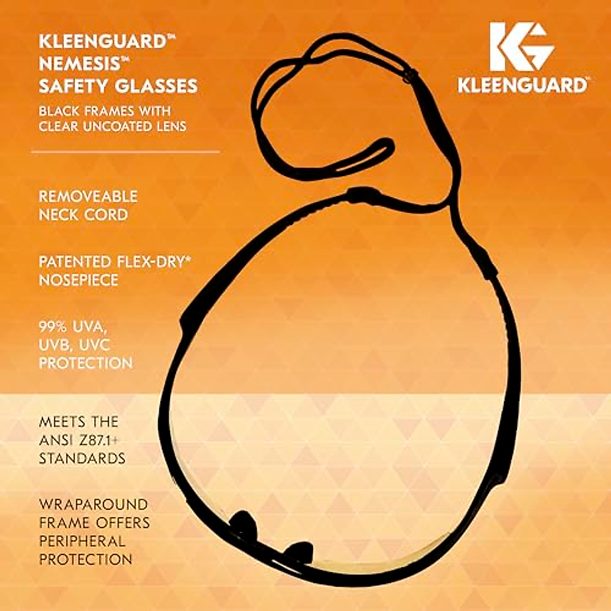 KleenGuard™ V30 Nemesis™ Safety Glasses (25676), Clear Lenses, Black Frame, Unisex for Men and Women (Qty 12)