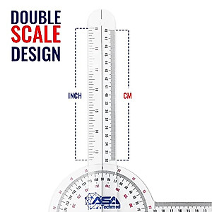 ASA TECHMED Goniometer Set 4 Pieces 12", 8", 6" Body Measuring Tape - Physical Therapy, Occupational Therapy, Fitness, Medical Protractor Angle Ruler