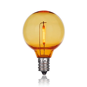 MAINDECO G40 LED Replacement Bulbs, Clear Orange,120V,0.5W, E12 Base,Outdoor Shatterproof Plastic Bulb,for String Light -25Pack
