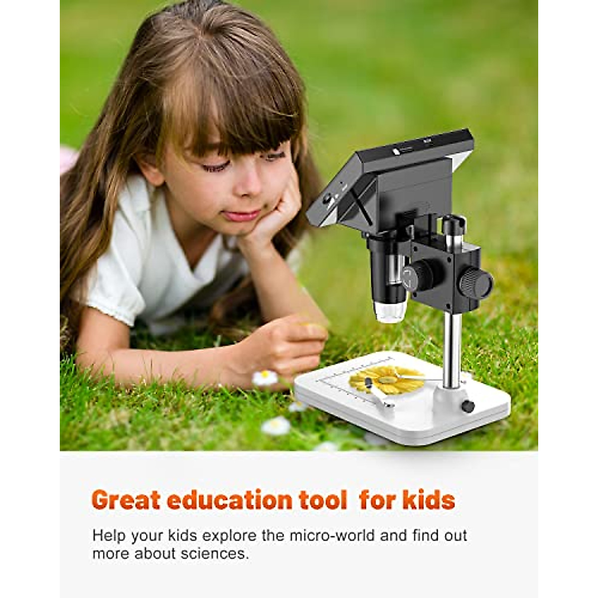 Elikliv EDM4 4.3" Coin Microscope, LCD Digital Microscope 1000x, Coin Magnifier with 8 Adjustable LED Lights, PC View, Windows Compatible