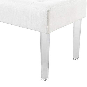 Linon Ella Glitz Acrylic Leg Bench, 35"Wx17"Dx18"H, White