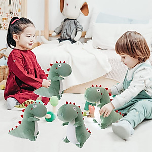 Furvana Cute Dinosaur Stuffed Animal Plush Toy, Adorable Soft Dino Plush Toys, Dinosaur Toy Plushies and Birthday Gifts for Kids Girls Boys (Green, 10 Inch)