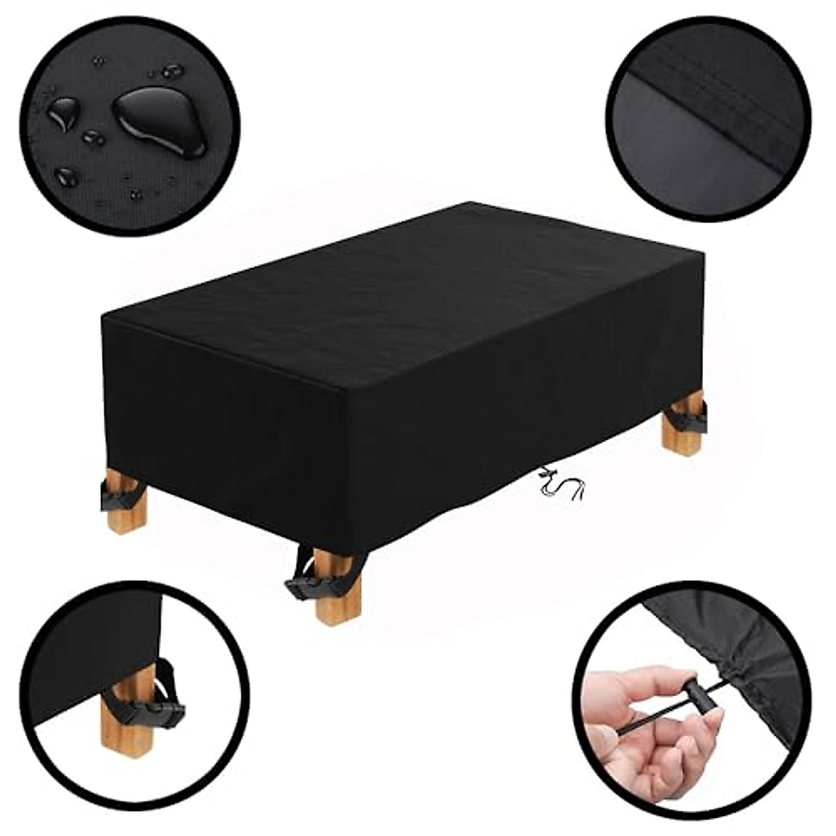 Patio Furniture Covers Outdoor Table Furniture Cover Waterproof Rectangle 600D Patio Sectional Couch Set Cover for Deck Lawn and Backyard Wind Dust Proof Anti-UV 92"L x 32"W x 40"H/230x80x100cm