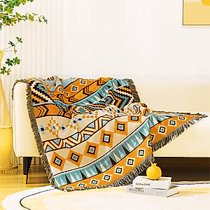 Lqprom Southwest Throw Blankets Aztec Southwestern Throws Cover Boho Native American Blankets for Gift Sofa Table Bed Living Room Decor Outdoor Camping Picnic Tent Beach Car Traveling 51"x63"