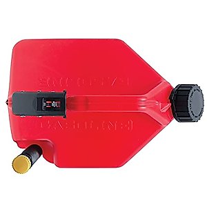 SureCan 2 Gallon Self Venting Gasoline Fuel Can Container with 180 Degree Rotating Nozzle, Thumb Trigger Flow Control, & Child Safe Fill Cap, Red