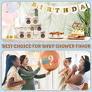 Hoolerry 30 Pcs Baby Shower Favors Bear Candles Favors with 30 Boxes Bear Shaped Candles Handmade Mini Bear Candles Bulk for Baby Shower Boys Girls Wedding Gender Reveal Party Guest (White, Brown)