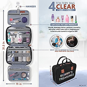 VONQA Mommy Bag for Hospital, Labor and Delivery - Extra Large Diaper Tote Bag for Maternity, Pregnancy and Overnight Essentials for Mom - Women Travel Weekender Bag with Baby Organizer & Toiletry Bag