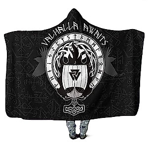 Viking 3D Printed Hooded Blanket Warm Soft Viking Dragon Norwegian Vessel Celtic Unisex Winter Wearable Hooded Blanket Double Thick Plush Fleece Blanket ( Color : Blanket , Size : 80x60in/150x200cm )