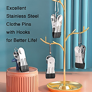 BERYLER 30 Pack Clothes Pins for Laundry Clips, Heavy Duty Multipurpose Stainless Steel Clothespins, Clips Drying Pegs Clamps for Clothesline Outdoor Kitchen Food Bag¡­