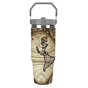 SYJTGDE Large Capacity Car Cup Ancient Map World Globe Fashionable Upgrade Car Cup Advanced And Beautiful Travel Cup