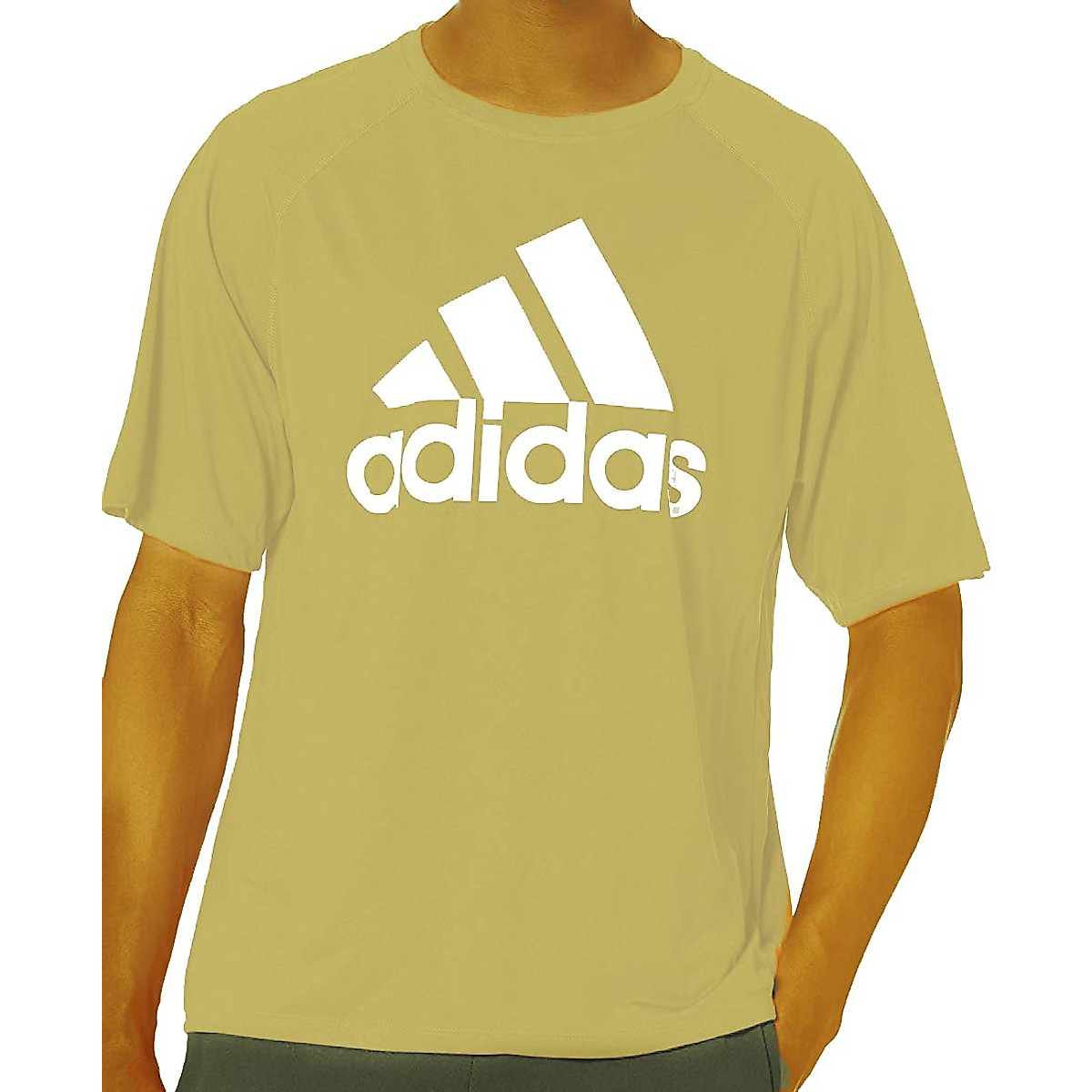 adidas mens Short Sleeve Clima Tee Sand/White X-Large