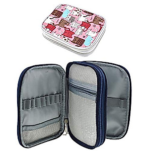 Katech Crochet Hooks Case Empty Zipper Bags Portable Travel Crochet Storage Bag Organizer with Web Pocket and Crochet Holder Slots for Carrying Various Crochets Needles (Pink)