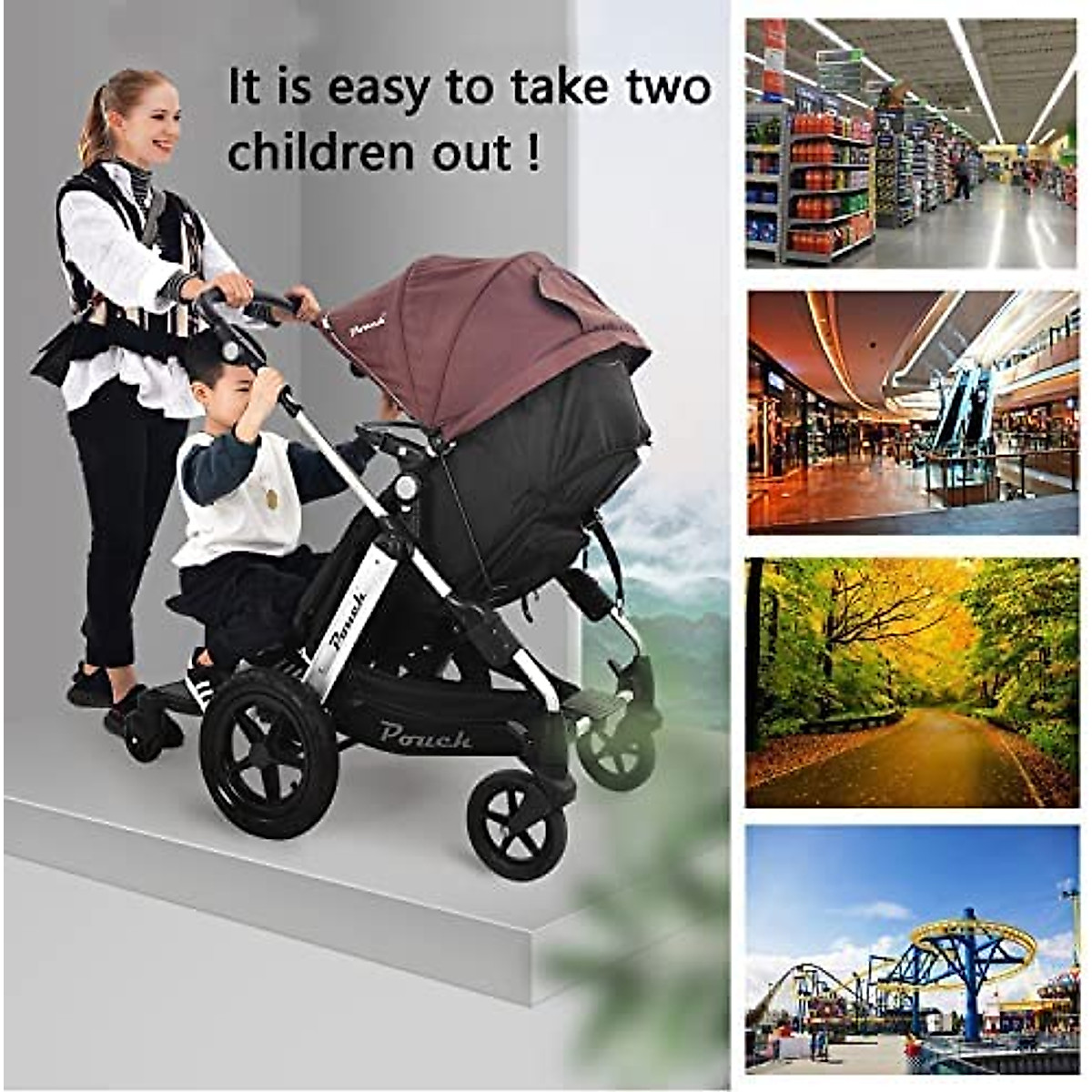 Universal Stroller Board with Detachable Seat,Stroller Glider Board Suitable for Most Brands of Strollers, Holds Children Up to 55lbs (Pink)