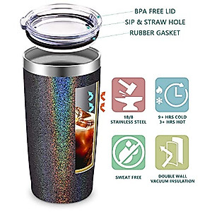 Boss Lady Mug Tumbler-Unique Christmas Birthday Gifts for Women Boss Female Mom Stainelss Steel Wine Tumbler with Staw and Lid Friend Gifts 20oz Glitter charcoal