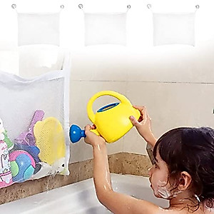 YANCAIYUNL 3 Pcs Bath Toy Storage Bath Toy Holder Removable Mesh Bag with 6 Extra Strong Suction Cups for Toy Storage Bags