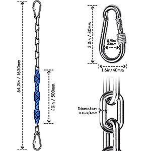 Dakzhou 64inch Stainless Steel 304 Permanent Rust Chain (2)+ 4 Free Quick Links, 1000LB Load Bearing, for Swing, Yoga, Hammock, sandbag Suspension.