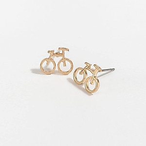 Stud Buds Gold Bicycle Nickel Free Earrings from Howard's Inc (Gold)
