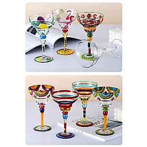 Painted Margarita Glass, Mexican Collection Stemless Margarita Glasses Cup Set Unique/Decorative Hand Blown Glassware Margarita Glasses,D