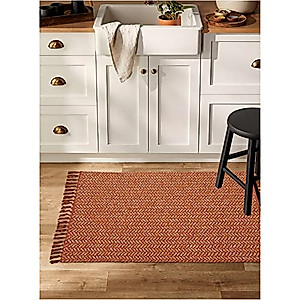 Lahome Boho Kitchen Rug, 2x3 Bathroom Rug Lightweight Indoor Door Mats for Entryway Small Cotton Area Rug with Tassels, Farmhouse Washable Throw Rug Low Pile Carpet for Bedroom Gifts