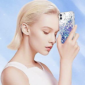 Caka Case for iPhone 12 Glitter Case, iPhone 12 Pro Glitter Case Girly Girls Women Bling Liquid Sparkle Fashion Flowing Quicksand Case for iPhone 12 12 Pro (6.1 inches) (Blue Purple)
