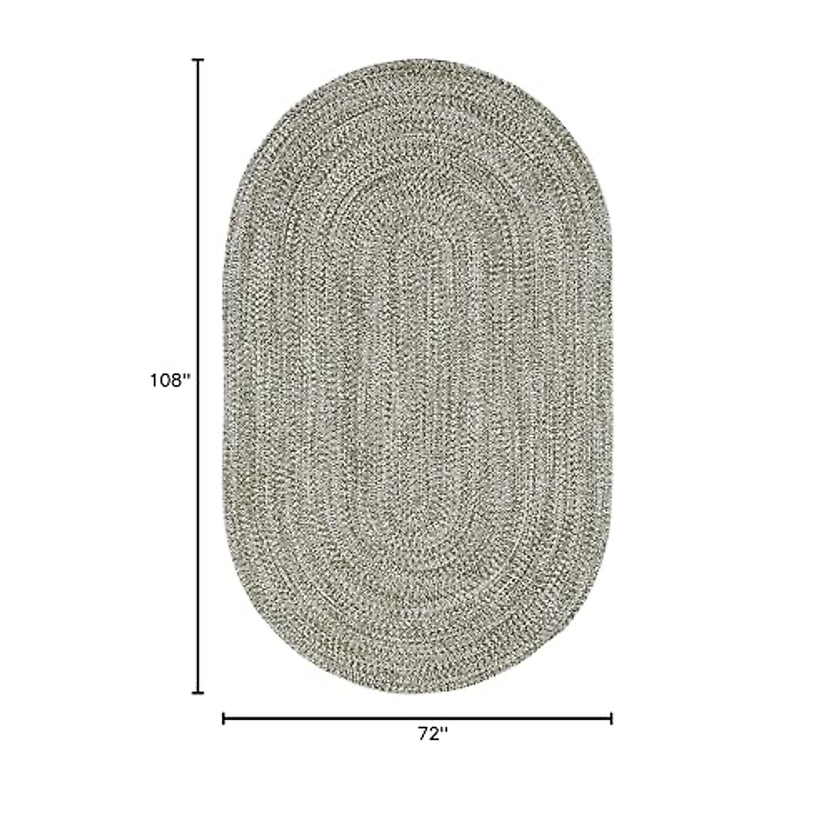 Superior Kinallen Reversible Braided Oval Indoor/Outdoor Area Rug for Living Room Bedroom Office Kitchen Dining Washable Rugs, 6' x 9', Green-White