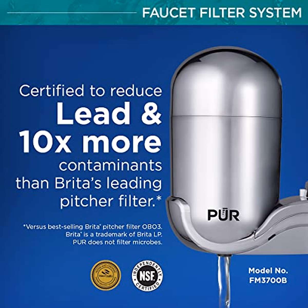 PUR PLUS Faucet Mount Water Filtration System (FM3700B) + 4-Pack Replacement Filters (RF99994)