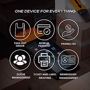 Multzo POS PDA Receipt Printer 58mm High Speed Thermal Printer with Android 12, 5.45’’ Touch Screen. Handheld Mobil SUNMI Point of Sale Tablet. Scan 1D/2D barcodes. (Black + Orange)