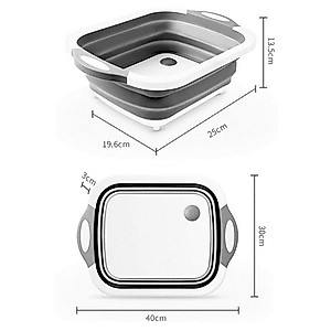 qqqqqq Folding Cutting Board with Draining Plug Colander Fruits Vegetable Washable Basket Multi-Function Collapsible Cutting Board