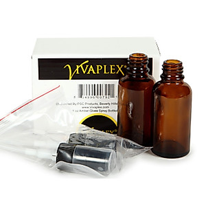 Vivaplex, Amber, 1 oz Glass Bottles, with Black Fine Mist Sprayers - 2 pack