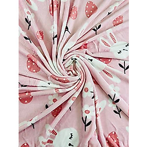 Serafina Home Easter Spring Velvet Fleece Throw Blanket: Spring Bunnies Enjoy Frolicking in The Flowers Fun, Accent for Couch Sofa Chair Bed or Dorm (Spring Bunnies)