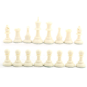 Chess Pieces Set, 32 Pcs Plastic Chessmen Set -16 Pcs Black & 16Pcs White Pieces for International Chess Game (Large 77mm)