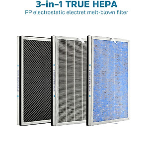 MSA3 True HEPA Filter Replacement Compatible with Membrane Solutions MSA3 and MSA3S Air Purifier 4-in-1 H13 (2 Pack)
