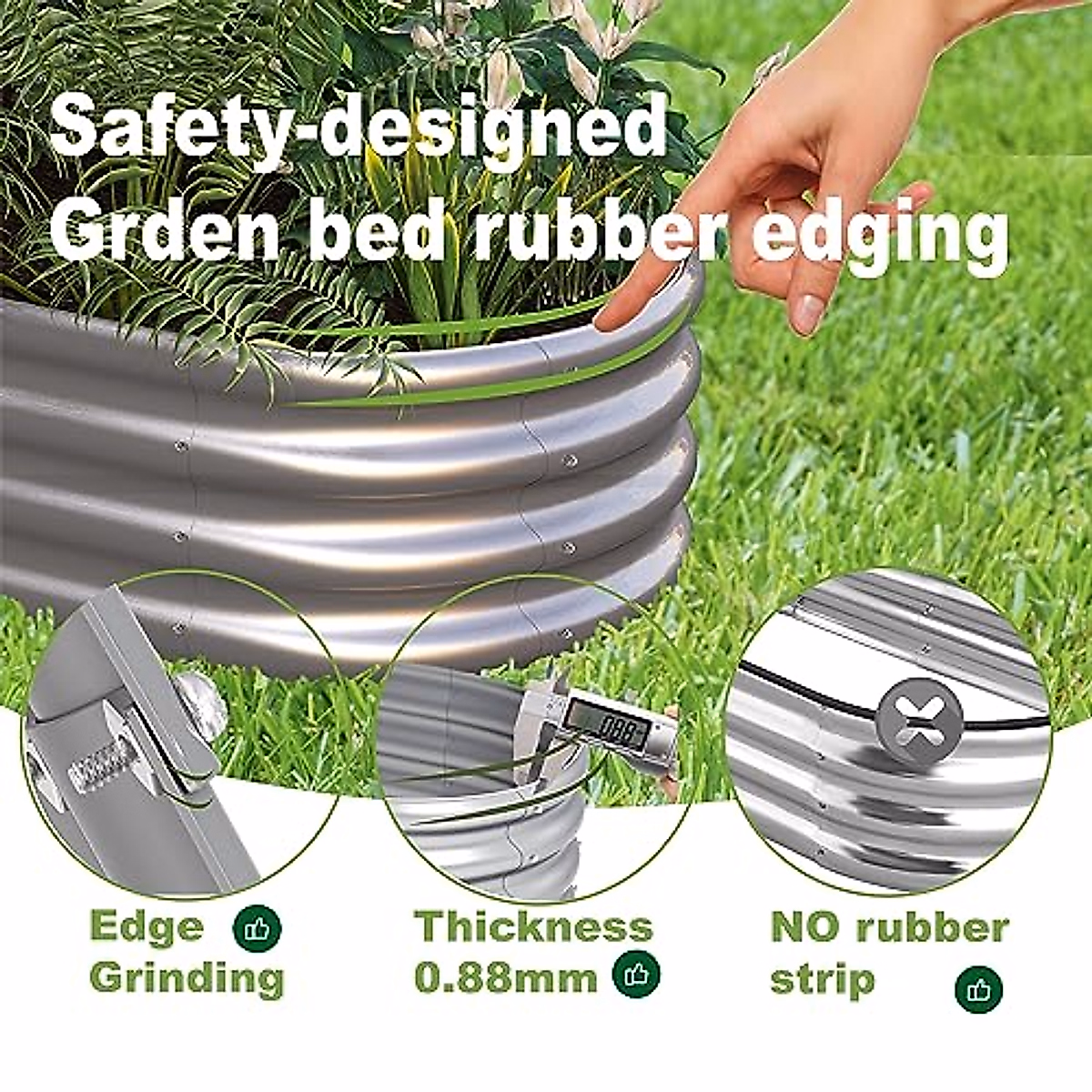Growgoes Raised Garden Bed Kit, Galvanized Raised Garden Bed for Outdoor,Metal Planter Box for Planting Outdoor Plants Vegetables,Herb.4X2X1FT-Silver