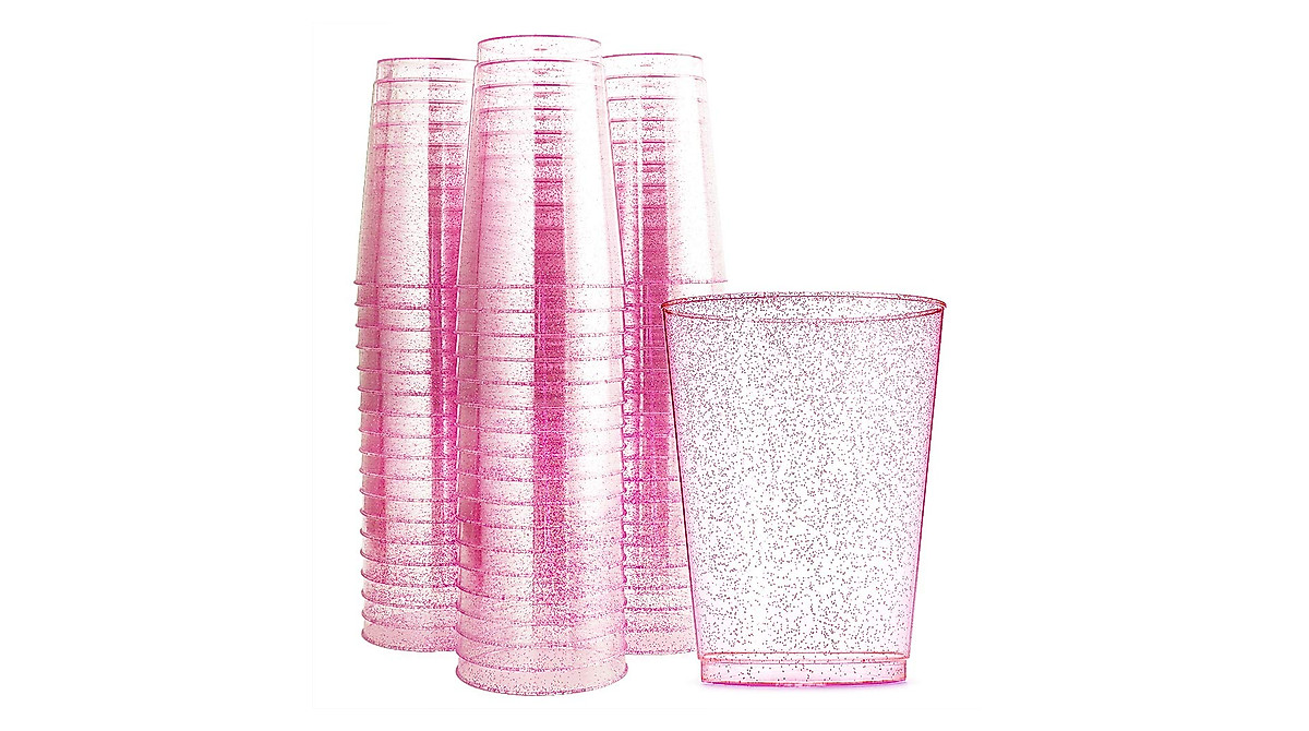 WDF 100pcs Rose Gold Glitter Cups for Parties